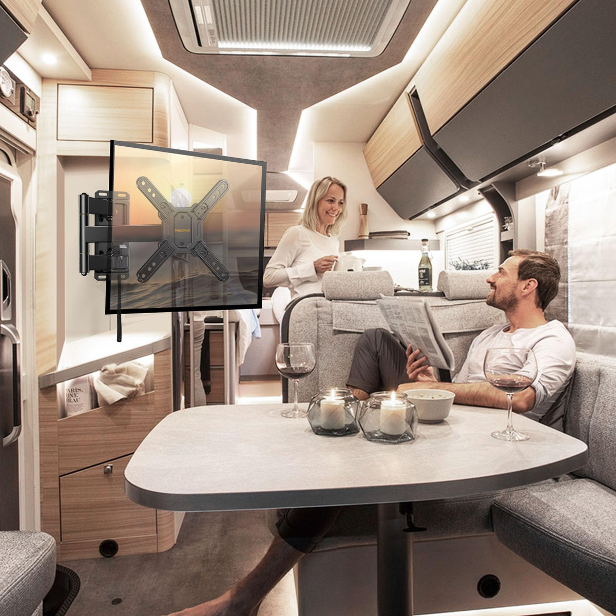 Perlegear Lockable RV TV Mount for 13–42 inch TVs up to 44 lbs, Full M