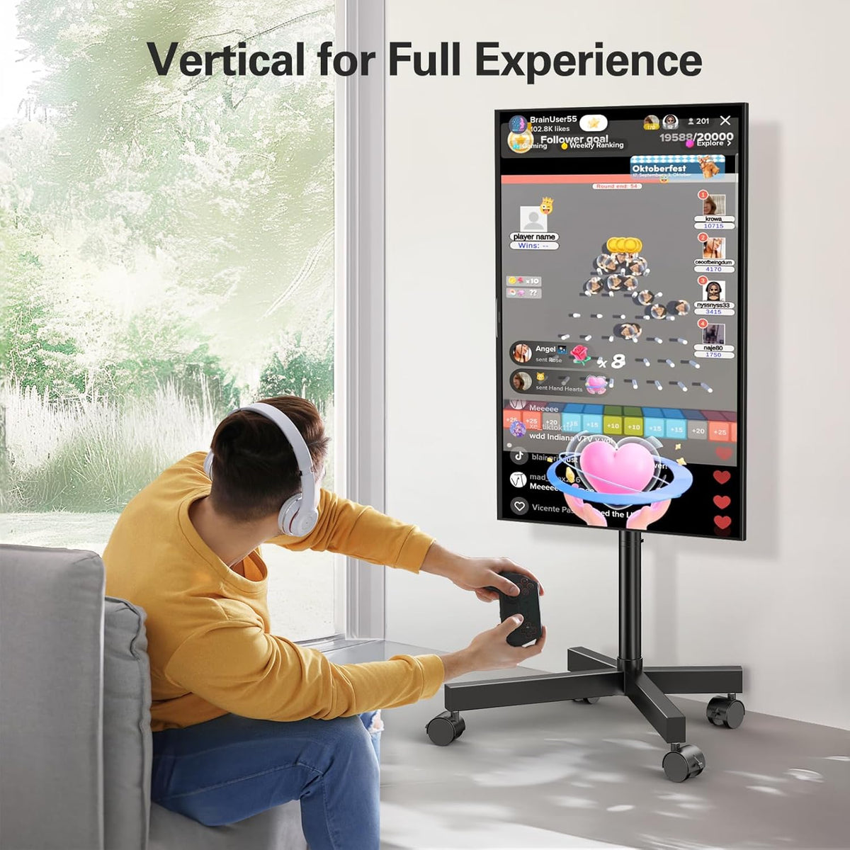 Rolling TV Stand for 23-60 Inch LCD LED OLED 4K Smart TVs – Perlegear