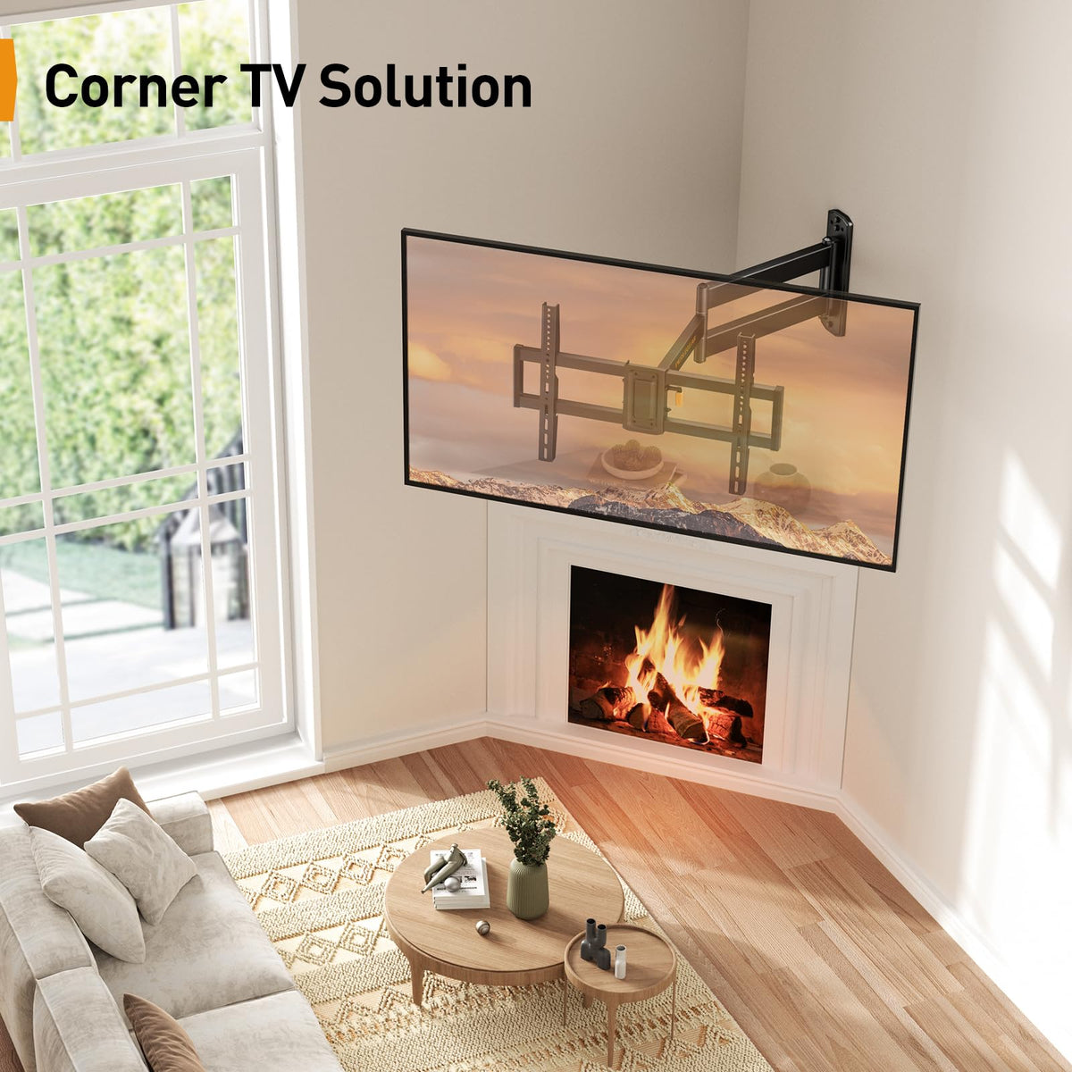 Perlegear Corner TV Wall Mount Long Arm TV Mount Bracket for 32-75 Inc