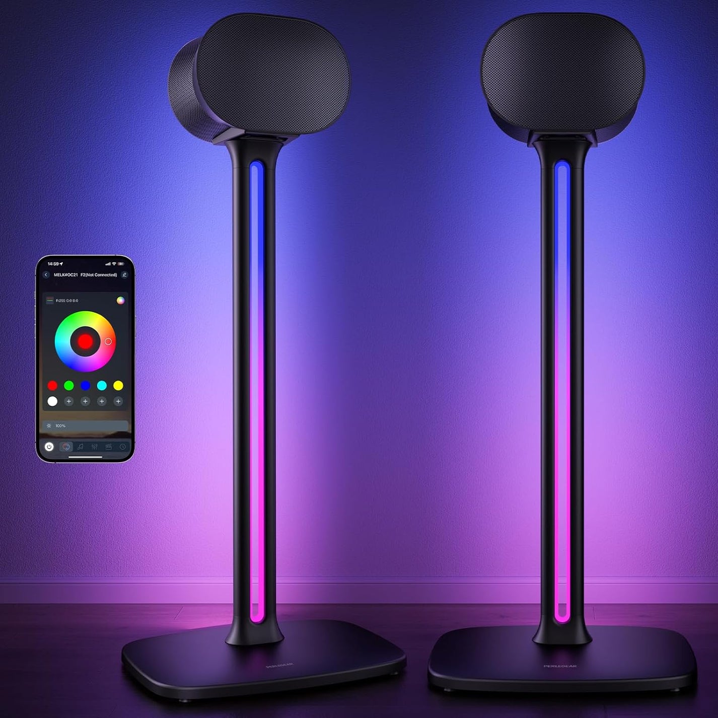 Speaker Stands with RGB Lighting (2 Pack） – Perlegear