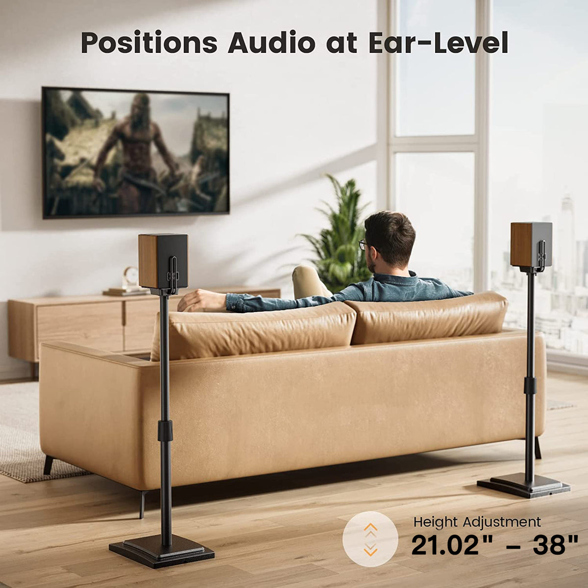 Adjustable height Speaker Stand For Small Bookshelf and Satellite Spea ...